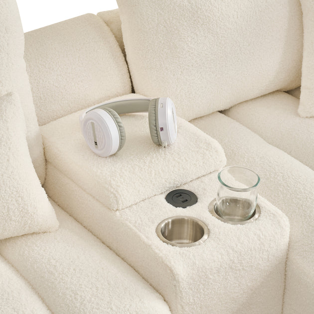 Streamdale Furniture Streamdale 92" Teddy Fur Corner Sofa w/ USB ...