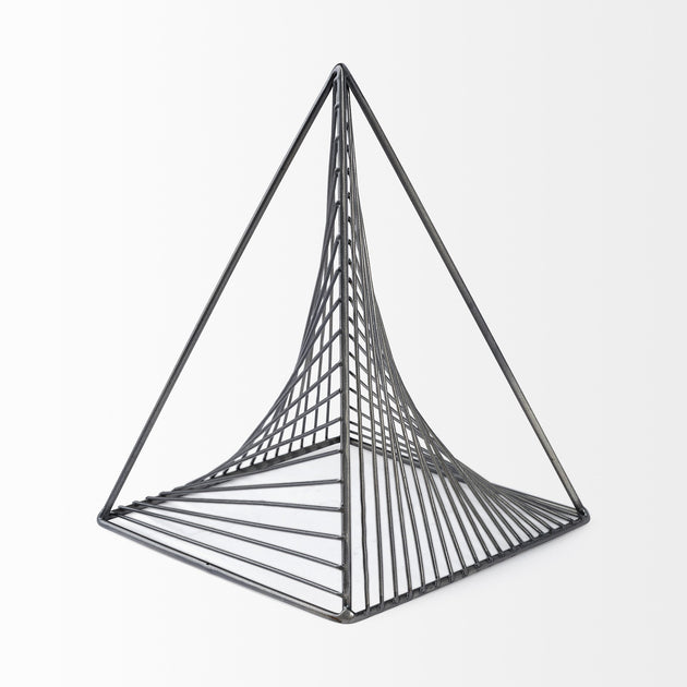 Homezia Contemporary Gray Metal Triangular Decor Piece | ShopSimon