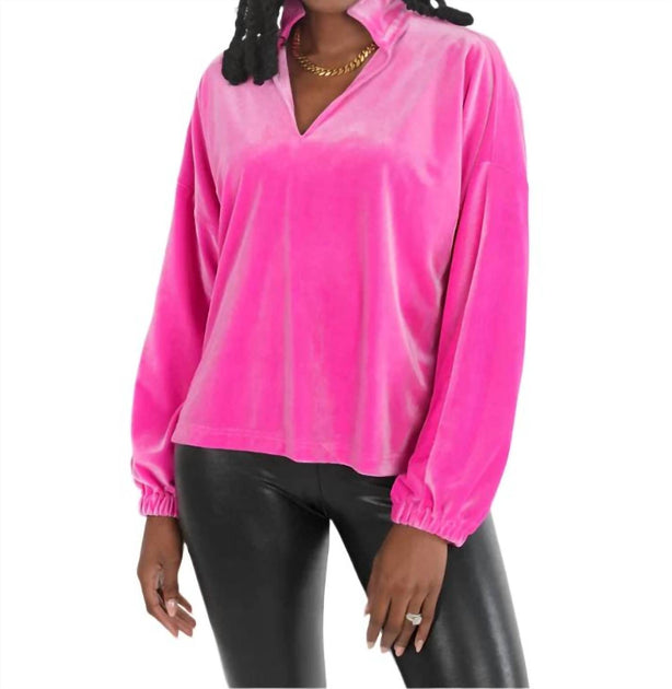 Emily McCarthy Poppy Pop-Over Top In Fuchsia Fedora | ShopSimon