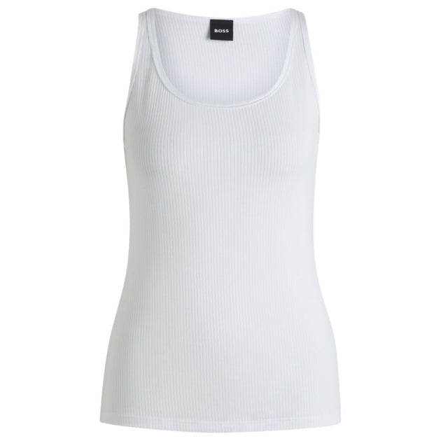 BOSS Sheer tank top with ribbed structure | ShopSimon