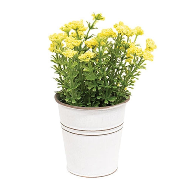 Hivvago Yellow Astilbe Flowers in White Metal Garden Bucket | ShopSimon