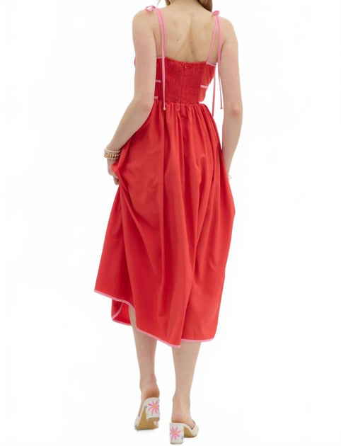 entro Scarlet Pink Piping Midi Dress In Red | ShopSimon