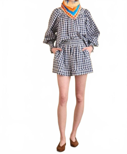 HUNTER BELL Jemma Short In Navy/white | ShopSimon
