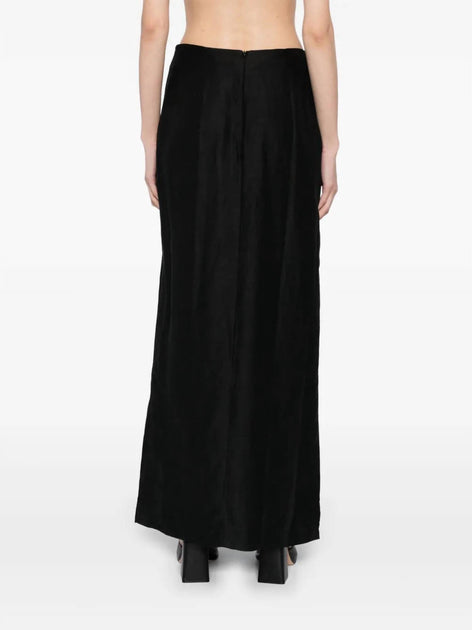BONDI BORN Bormio Wrap Over Maxi Skirt In Black | ShopSimon