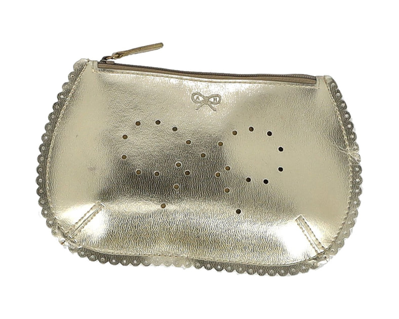 Anya Hindmarch Scalloped Purse In Gold Leather | ShopSimon