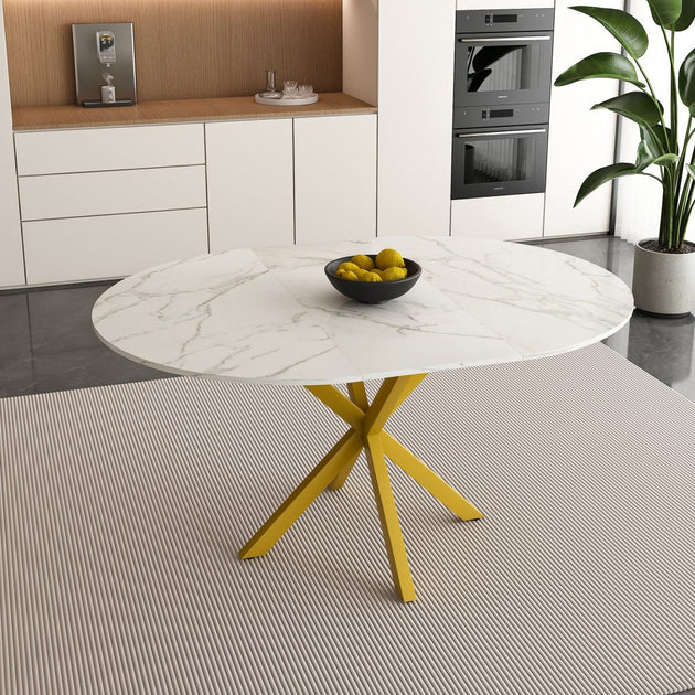 Maison Boucle Modern Round Extendable Dining Table | ShopSimon