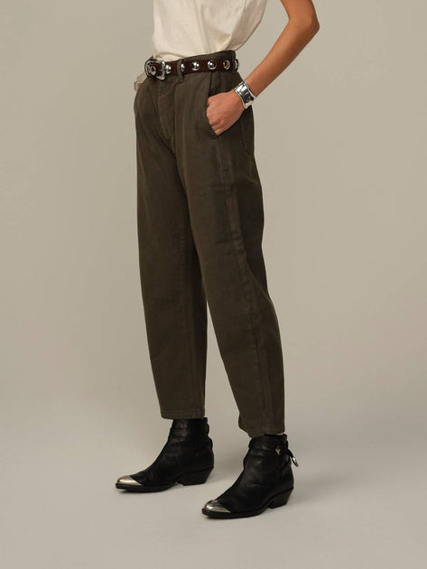 Road to Nowhere Pilon Recycler Cotton Mid-Rise Trouser In Shadow ...