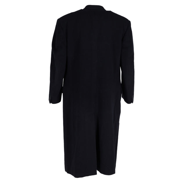 Giorgio Armani Double-breasted Overcoat In Navy Blue Wool | ShopSimon