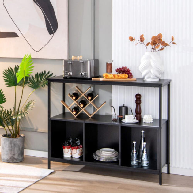 Hivvago Modern Kitchen Buffet Sideboard with 3 Compartments-Black ...