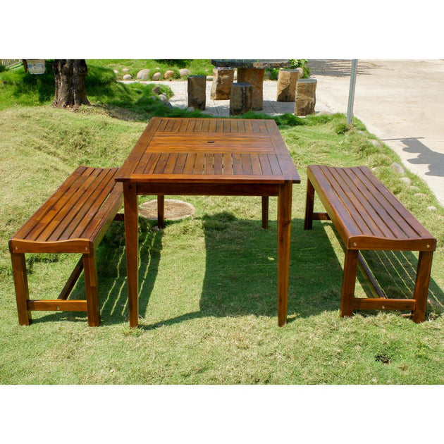 International Caravan Highland Dining Set, stain | ShopSimon