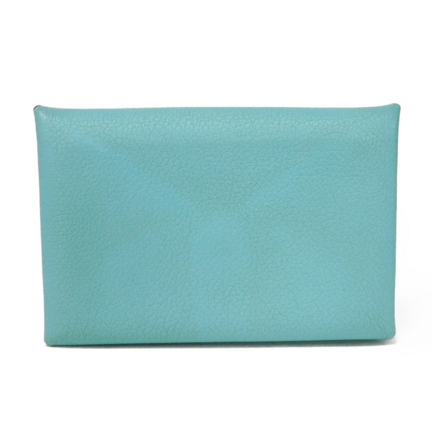 Hermes Blue Atoll Evercalf Leather Card Case (pre-owned) | ShopSimon