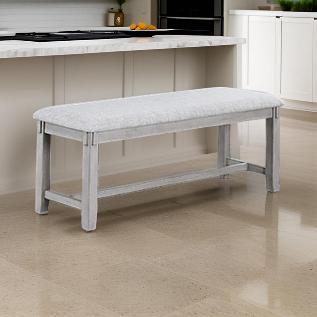 Hivvago Peter 50 Inch Dining Bench, Fabric Upholstery, Cushioned ...