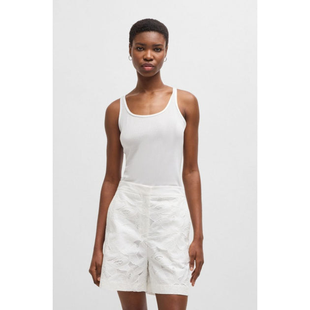 BOSS Sheer tank top with ribbed structure | ShopSimon