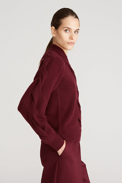 Halston Auden Wool Cash Cable Shrug | ShopSimon