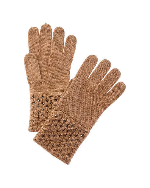 Forte Cashmere Texture Crystal Wool & Cashmere-blend Gloves | ShopSimon