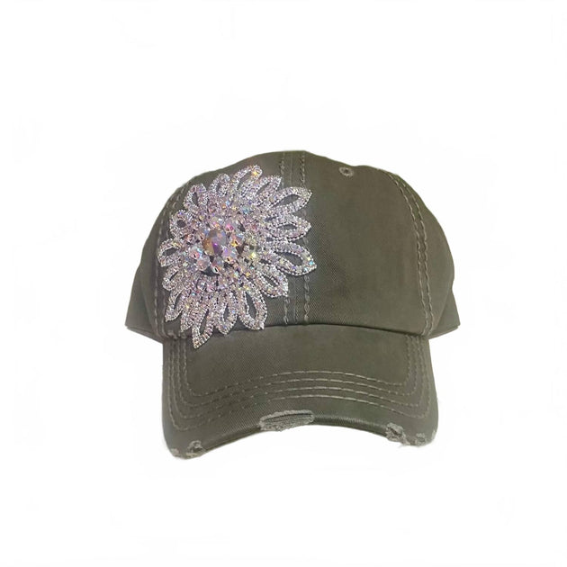 Olive & Pique Women's Distressed Baseball Cap In Olive Gray | ShopSimon