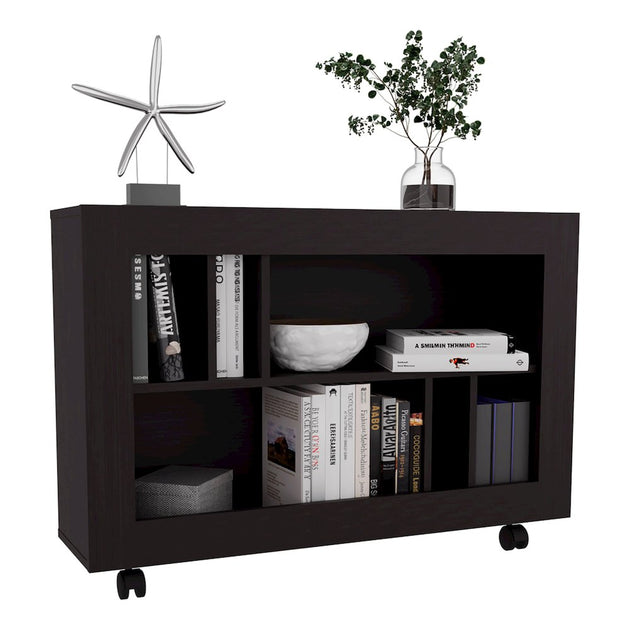 Depot E-Shop Lacey Console Table Cart, 5 Shelves, 4 Casters, Black ...