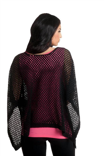 french kyss Crochet Poncho In Black | ShopSimon