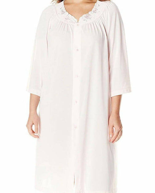 Shadowline Lingerie Short 3/4 Sleeve Button Down Robe In Pink | ShopSimon