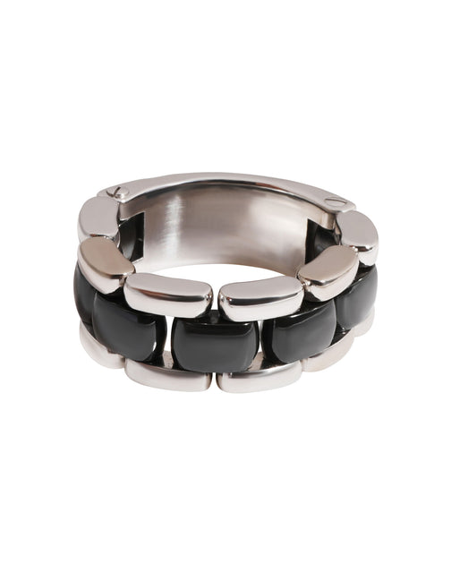 CHANEL Vintage Lorenz Baumer Ultra Ring In 18k White Gold & Black Ceramic | ShopSimon