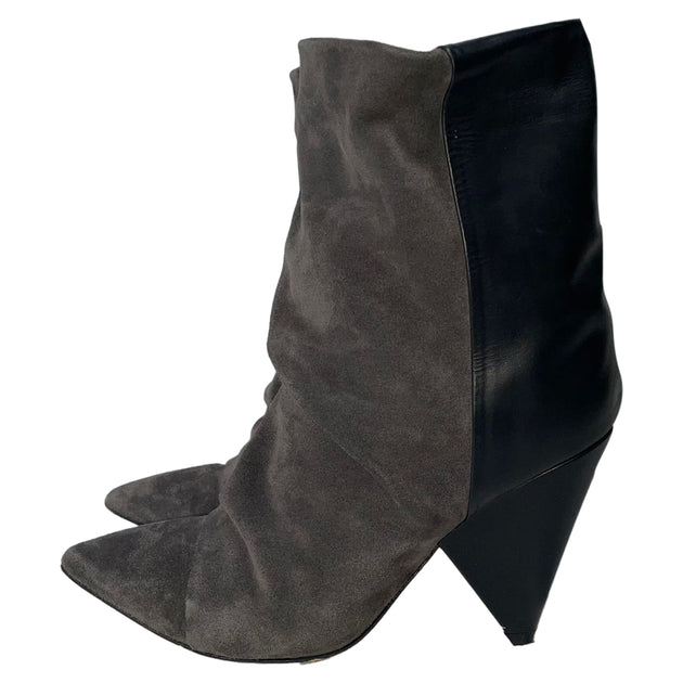 Isabel Marant Andrew Ankle Boots In Grey Suede And Leather | ShopSimon