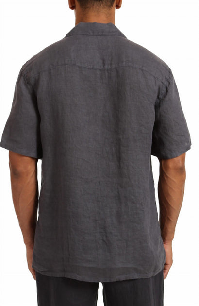 mavi Short Sleeve Button Down Linen Shirt In Periscope | ShopSimon
