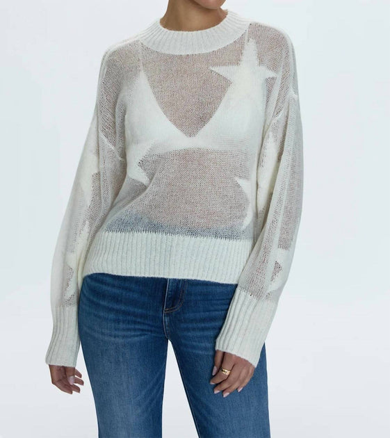 PISTOLA Joslyn Sheer Sweater In Ivory Star | ShopSimon