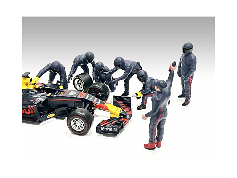 American Diorama Formula One F1 Pit Crew 7 Figure Set Team Blue Release ...