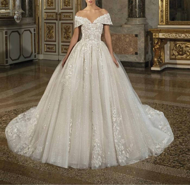 Demetrios Demi Ball Gown In Multi/sheer/nude | ShopSimon