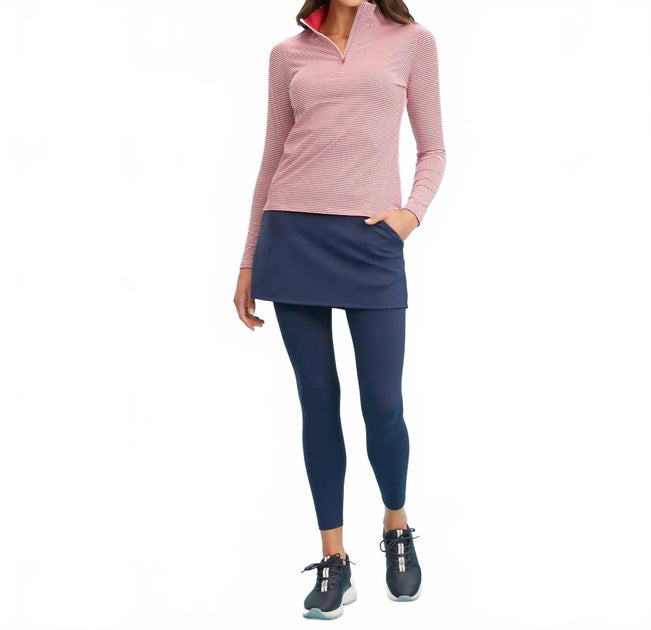 Renwick Striped 1/4 Zip Top In Raspberry White | ShopSimon