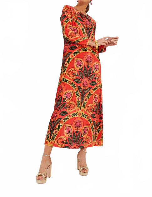 Oliphant Positano Mock Neck Maxi Dress In Red | ShopSimon