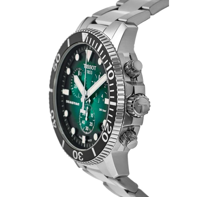Tissot Seastar 1000 Chronograph Green Dial Steel Men's Watch | ShopSimon