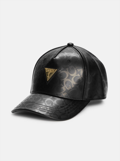 Guess Factory Faux-Leather Logo Baseball Hat | ShopSimon