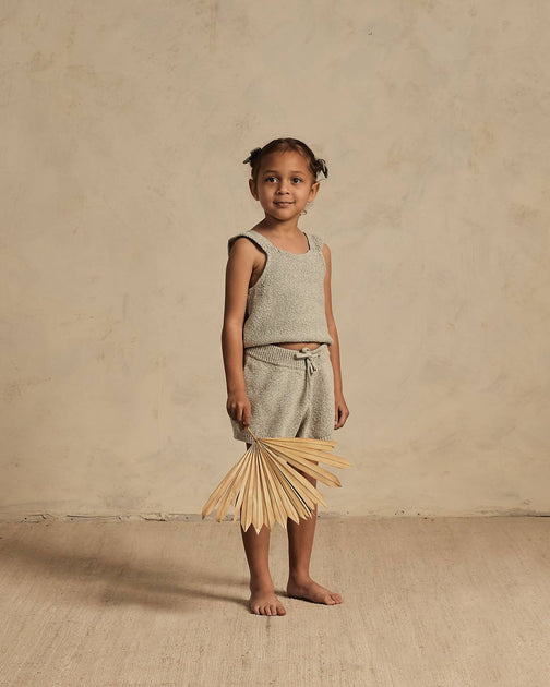 Rylee + Cru Girls Knit Shorts In Heathered Laurel | ShopSimon