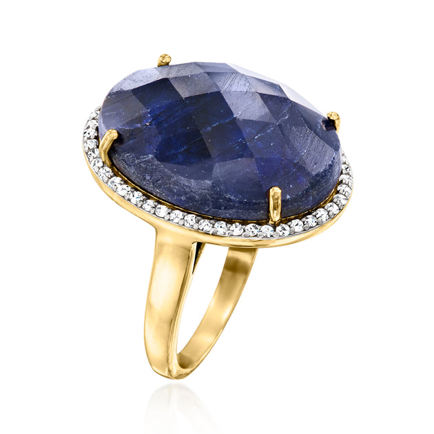Ross-Simons Sapphire And . White Topaz Ring In 18kt Gold Over Sterling ...