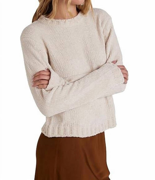 Bella Dahl Crew Neck Chenille Sweater In Opal Ivory | ShopSimon