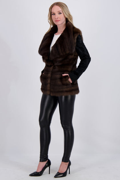 Gorski HORIZONTAL SABLE JACKET WITH LAMB SLEEVES | ShopSimon