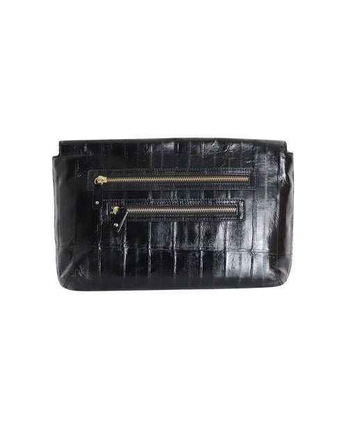 Anya Hindmarch Clutch Bag In Black Leather | ShopSimon