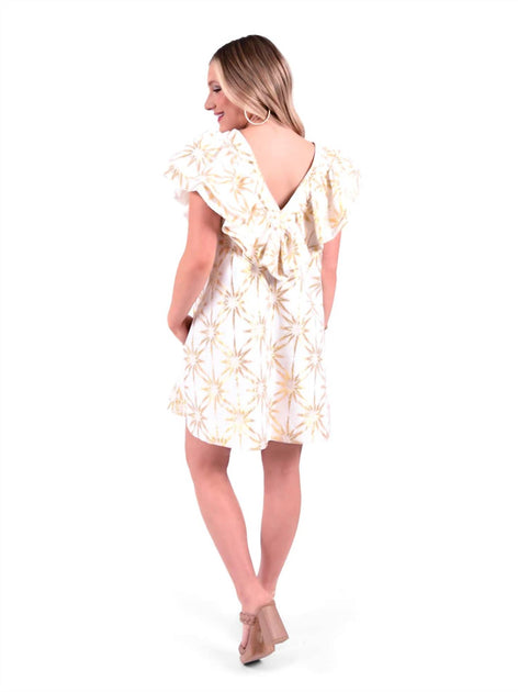 Emily McCarthy Kensington Dress In Gold Burst | ShopSimon