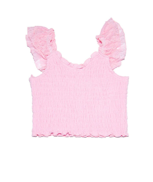 flowers by zoe Girls' Rhea Pink Smock Lace Top | ShopSimon