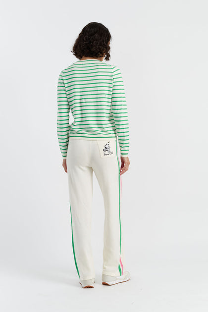 Chinti & Parker Green Cotton Peanuts Racquet Club Sweater | ShopSimon