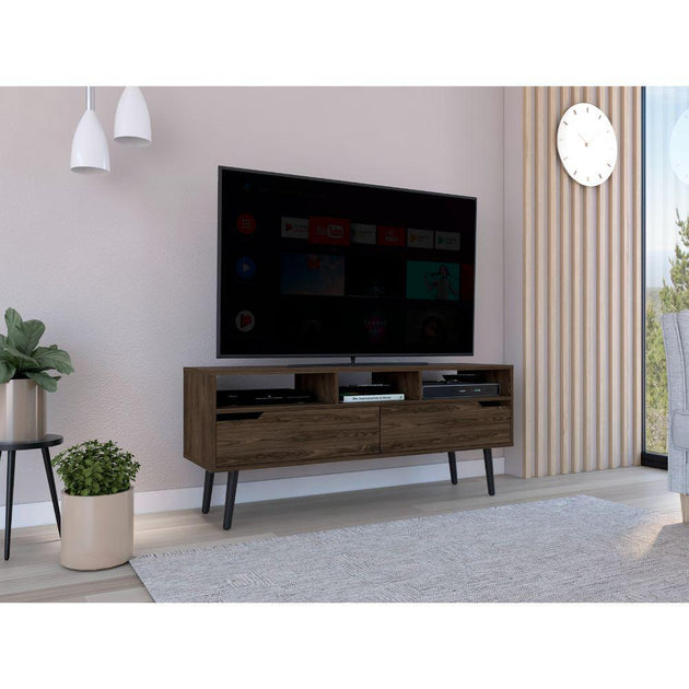 Depot E-Shop Kobe Tv Stand, Countertop, Three Open Shelves, Two ...
