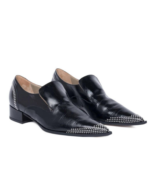 Tela Women's Melissa Studded Leather Shoe In Black | ShopSimon