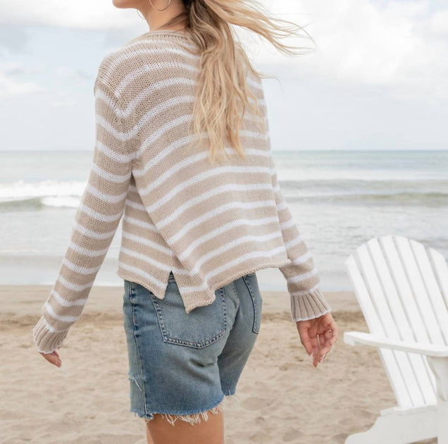 Wooden Ships Eloise Henley Heart Sweater In Khaki-White | ShopSimon