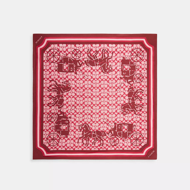 Coach Outlet Signature Horse And Carriage Silk Square Scarf | ShopSimon