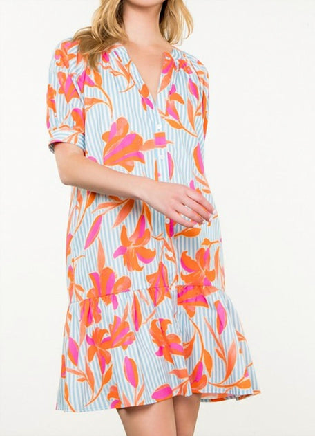 THML Shirt Dress In Red/blue | ShopSimon