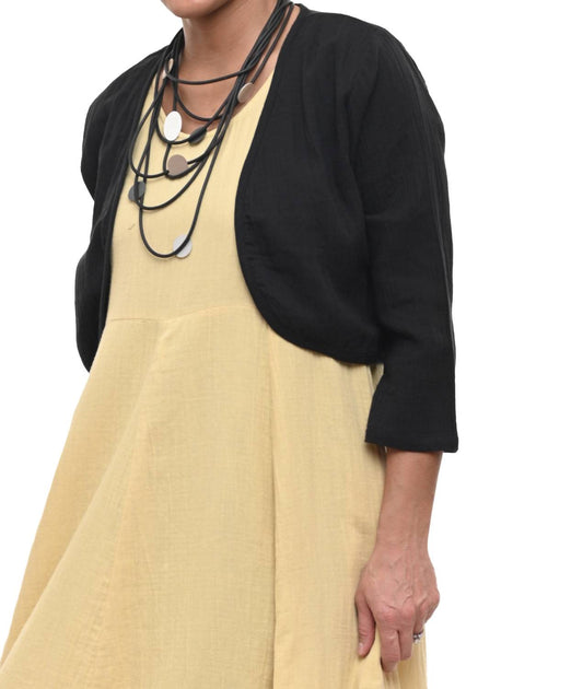 Tulip Clothing Cropped Shrug In Black | ShopSimon