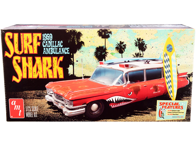 AMT Skill 2 Model Kit 1959 Cadillac Ambulance "surf Shark" 1/25 Scale ...