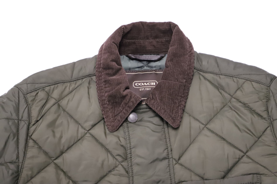 COACH Quilted Hacking Jacket In Olive Nylon | ShopSimon