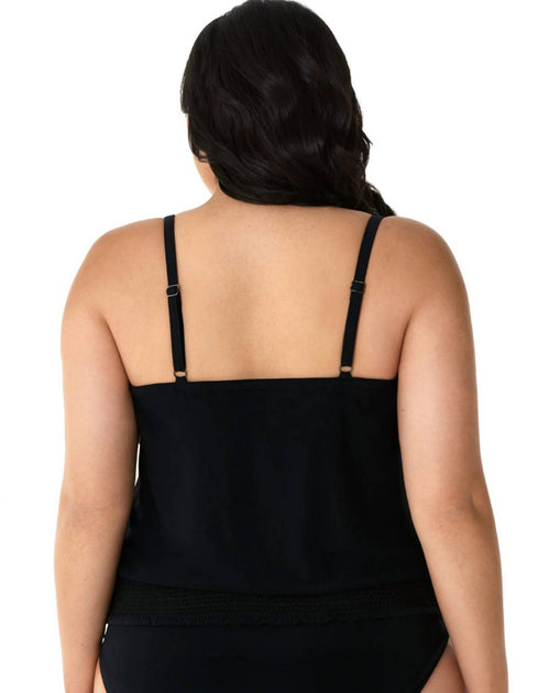 Magicsuit Plus Size Justina Blouson Tankini Top In Black | ShopSimon